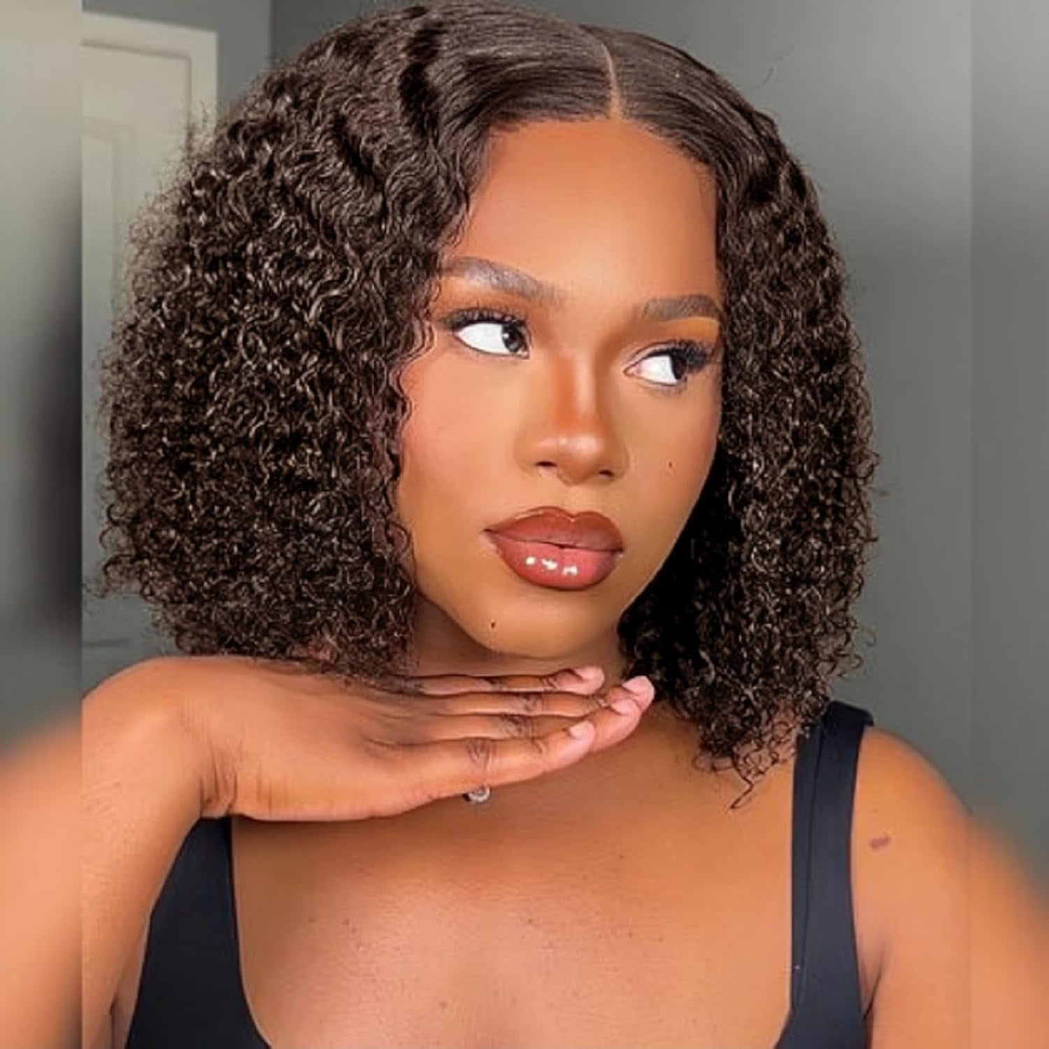 Chocolate Brown Glueless Wigs Hair Pre Plucked Pre Cut 180% Density ...