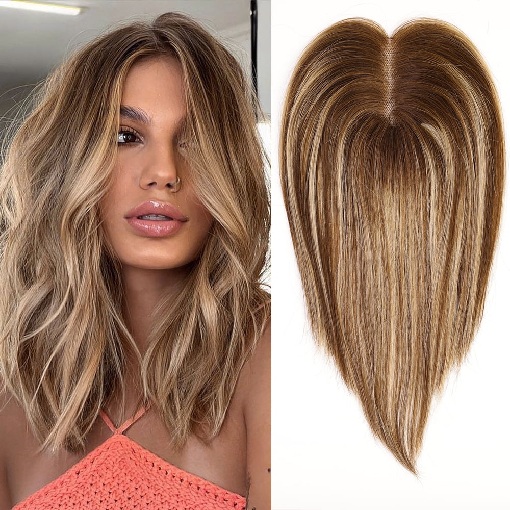 Chocolate Brown Human Hair Toppers 12inches Straight Topper Lace Base ...