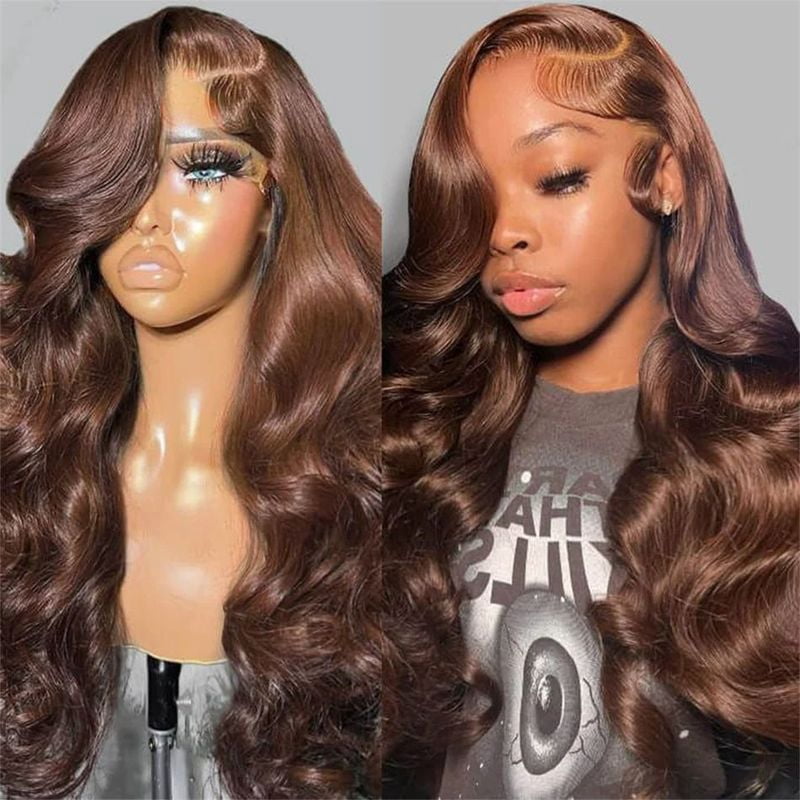 Chocolate Brown Lace Front Wig Transparent HD 13x6 Lace Frontal Wig 100 ...
