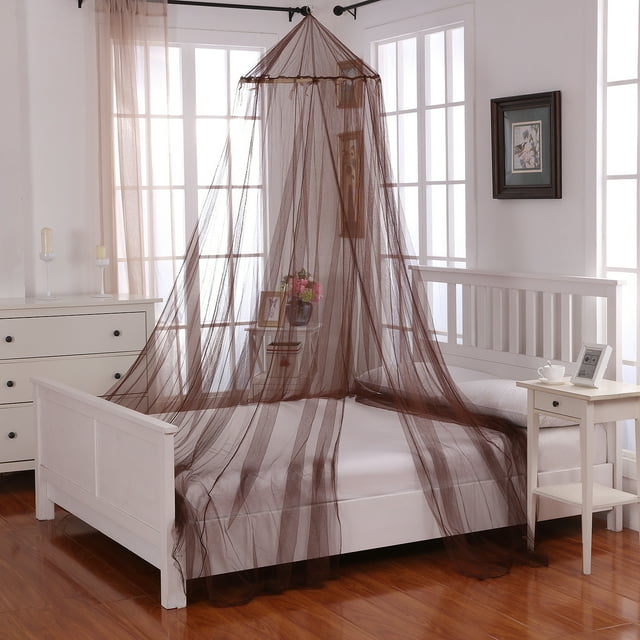 Chocolate Brown Oasis Round Hoop Polyester Sheer Mosquito Netting Bed ...