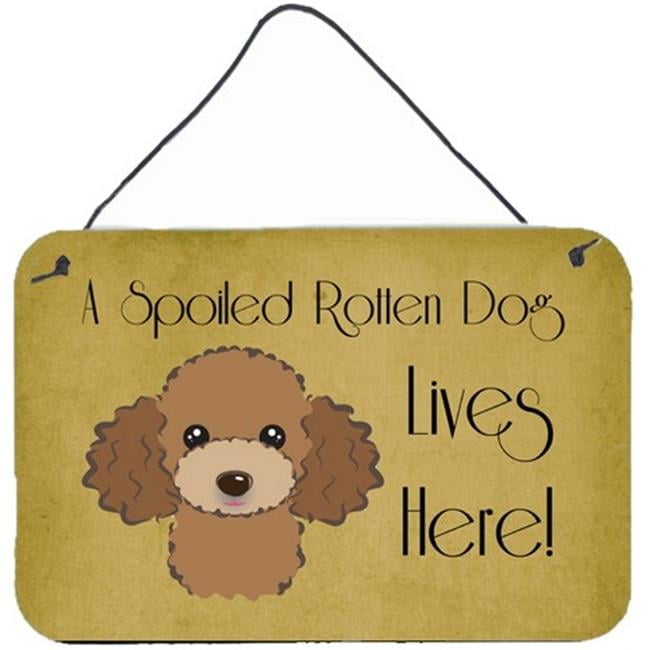 Chocolate Brown Poodle Spoiled Dog Lives Here Wall and Door Hanging ...