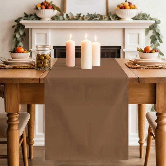 Chocolate Brown Table Runner 13x48 Inch Brown Solid Background Autumnal ...