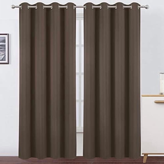 Chocolate Brown Thermal Blackout Curtains/52 x 84 Inch/Set of 2 Panels ...