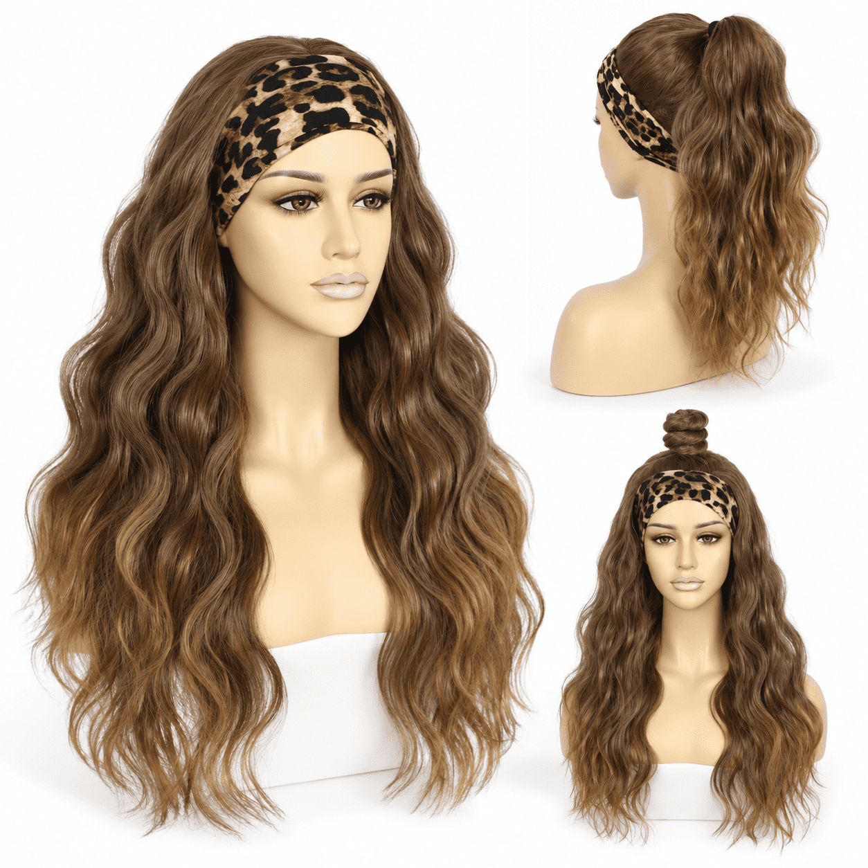 Chocolate Brown with Tips Body Wave Glueless Synthetic 26 Inch Headband ...