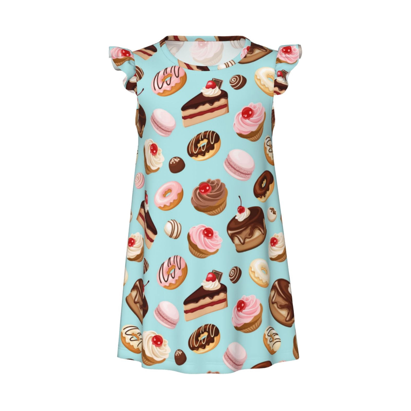 Chocolate Cake Donut Print Girls Nightgowns, Pajamas for Girls, Soft ...