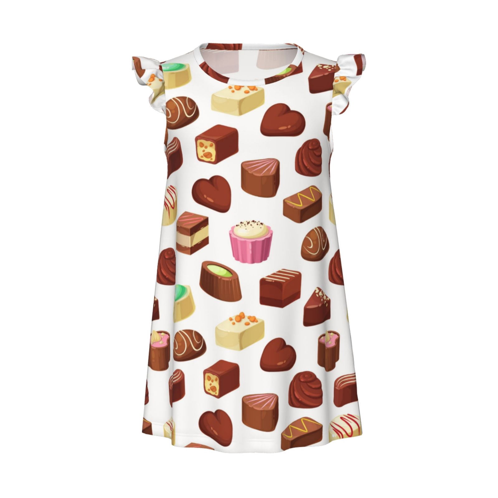 Chocolate Cake Print Girls Nightgowns, Pajamas for Girls, Soft Flutter ...