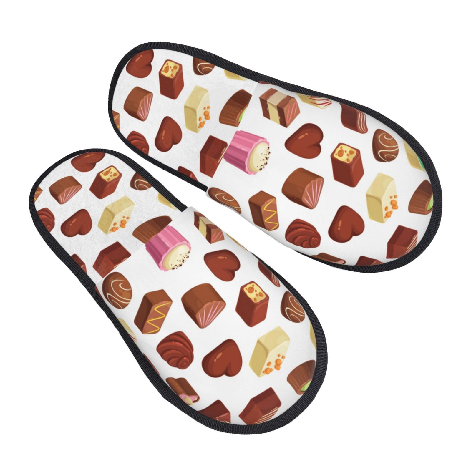 Chocolate Cake Print House Slippers for Women Indoor, Fuzzy Warm Women ...