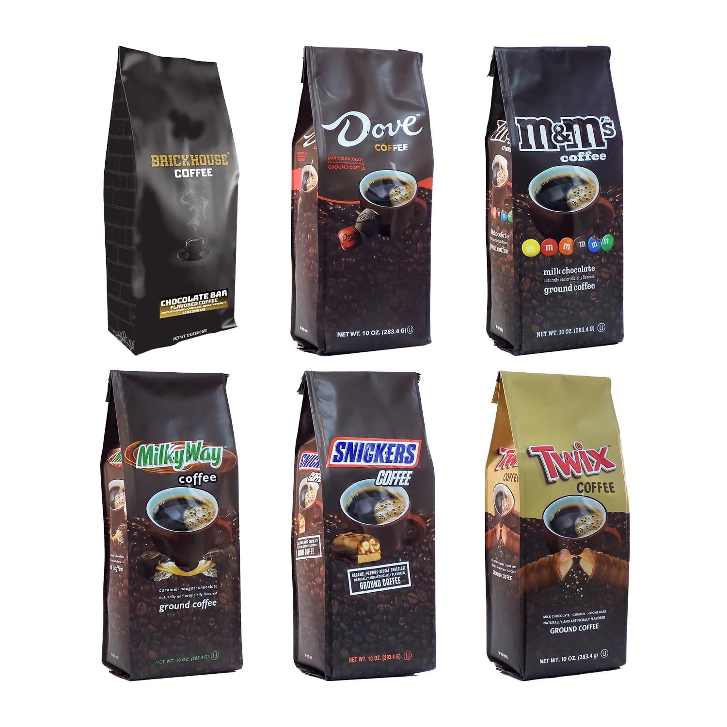 Chocolate Candy Ground Coffee Sampler Pack, 100% Arabica, 6 Bags ...