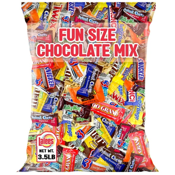 Lalees Individually Wrapped Chocolate Candy Mix - Assorted Fun Size Candies Variety Pack - 3.5 ...