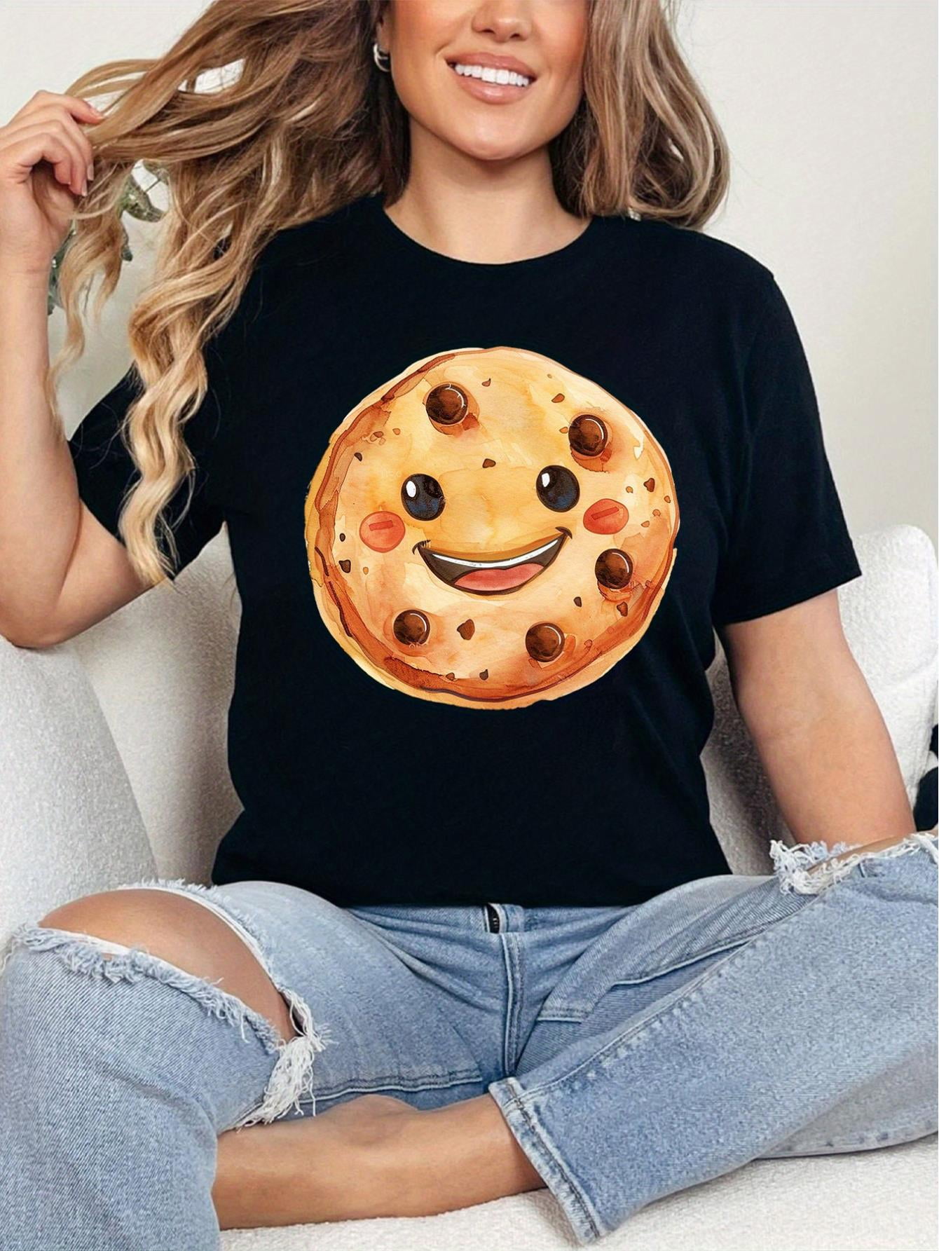 Chocolate Chip Cookie T-shirt with Filling, Happy Cookie, Printed Cute ...
