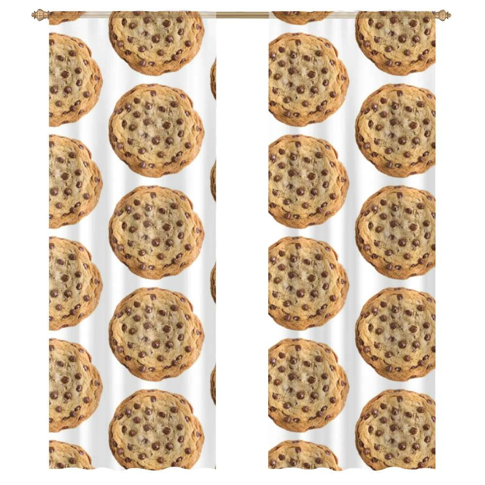 Chocolate Chip Cookie Tulle Curtains For Living Room Chiffon Sheer ...