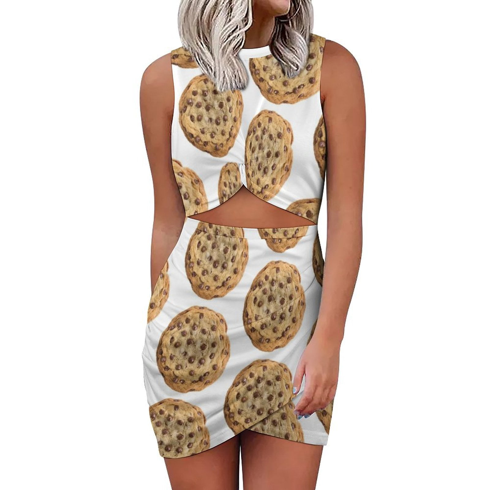 Chocolate Chip Cookie Women's Crossover Slim Hip Dress Summer Crossover ...