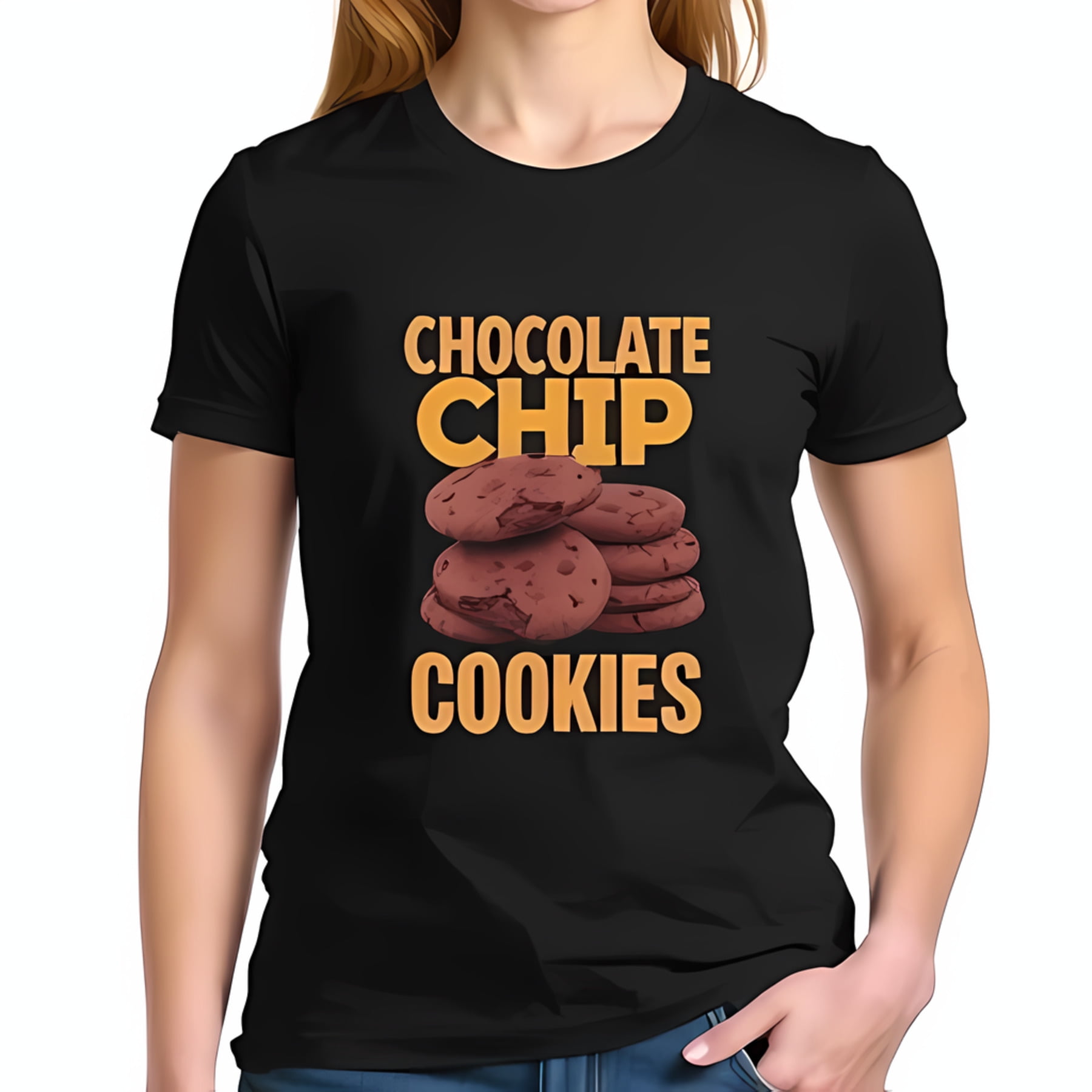 Chocolate Chip Cookies Graphic T-Shirt - Black Cotton Short Sleeve Tee ...