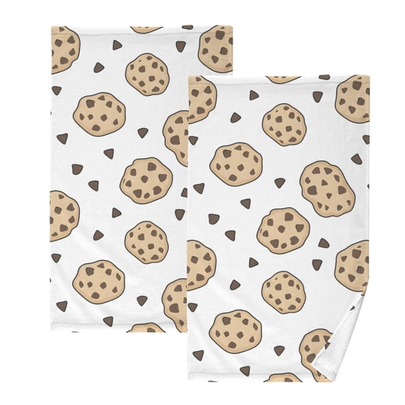 Chocolate Chip Cookies Pattern Cotton Towel Set Face Hand Towels 2 Pack ...