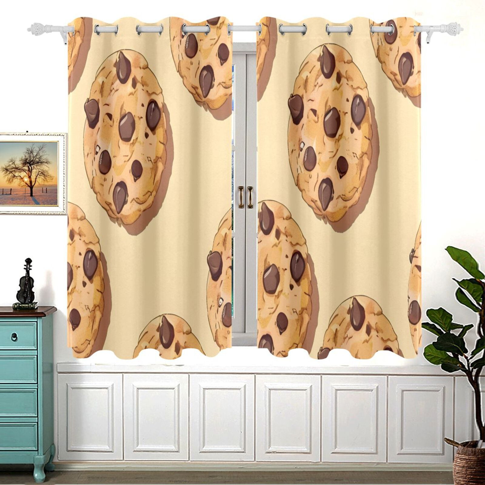 Chocolate Chip Cookies Small 54×55 Inch Black Out Curtains 2 Packs ...