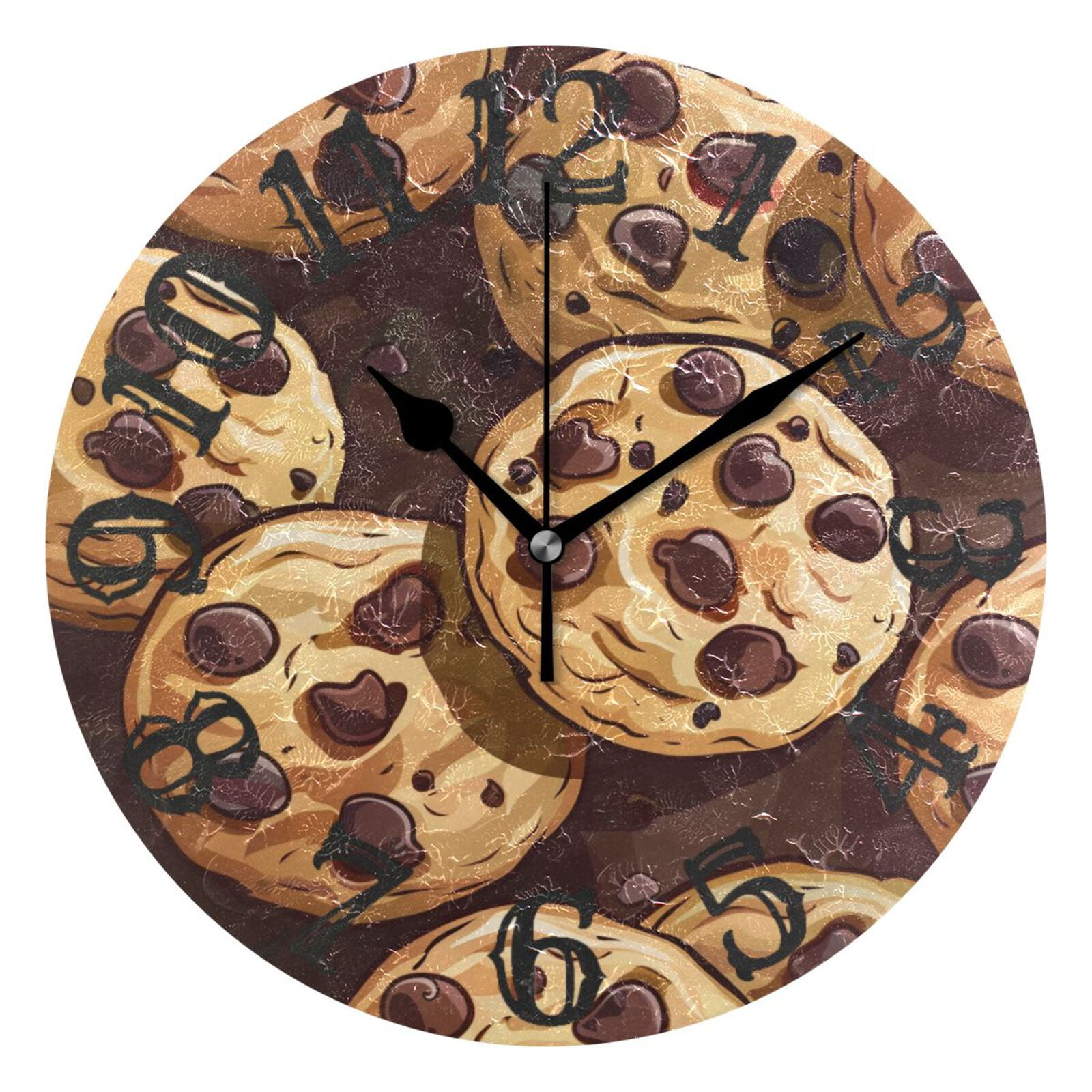 Chocolate Chip Cookies Wall Clock 10 inch Non-Ticking Easy to Read ...