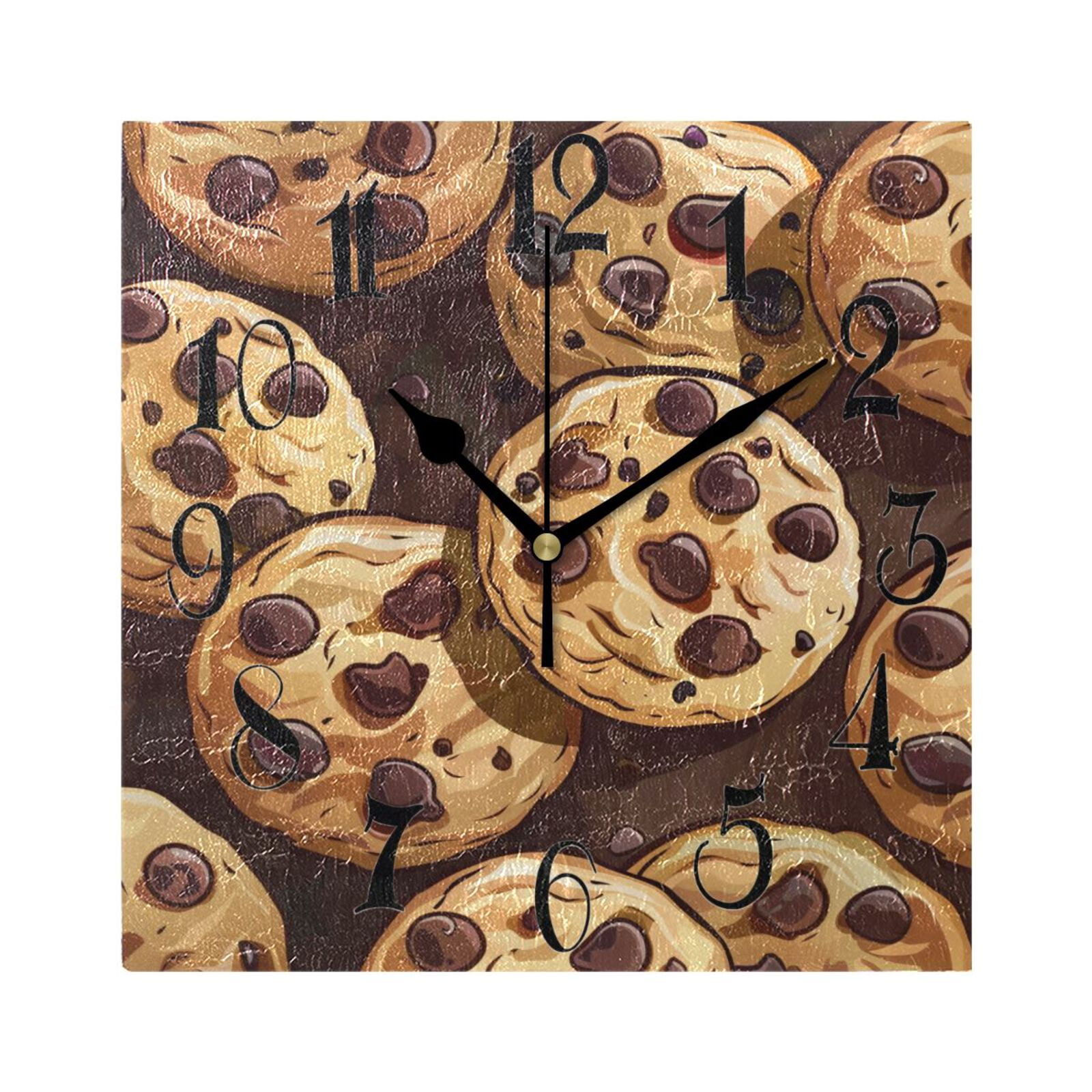 Chocolate Chip Cookies Wall Clock Decorative Square Silent Non-Ticking ...
