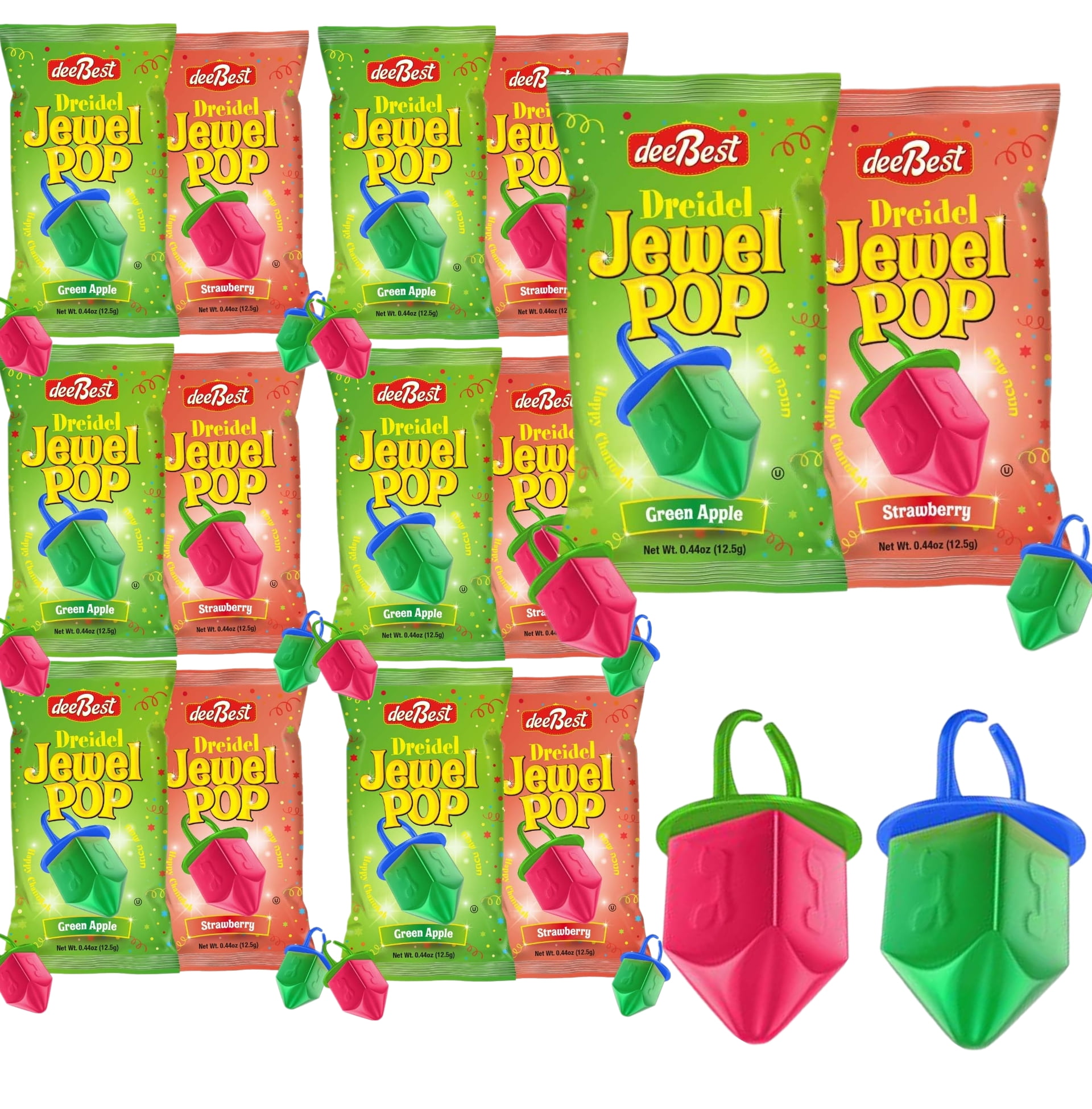 Dreidel Jewel Pop Ring Shape Hanukkah Candy 12 Count Individually ...