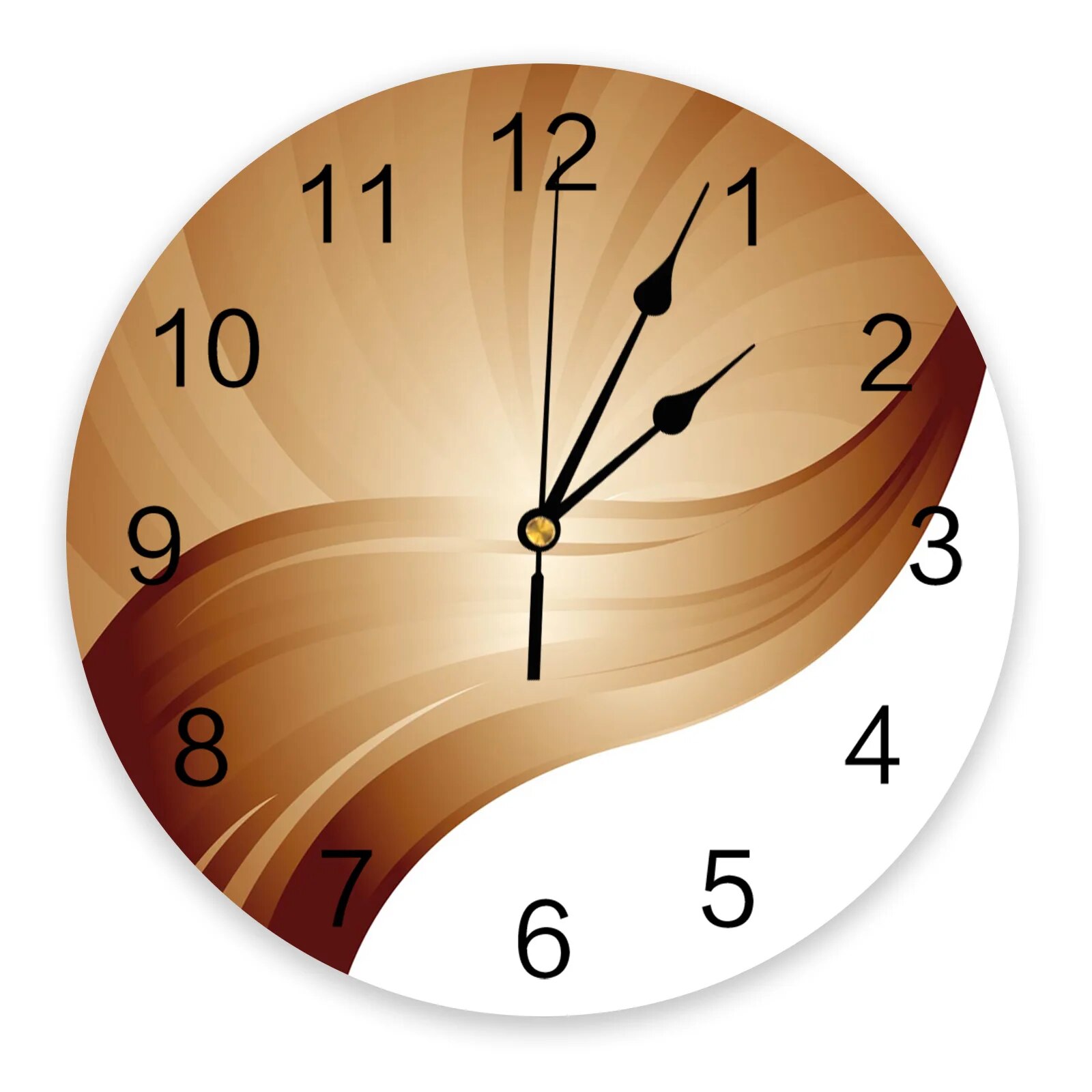 Chocolate Color Wavy Brown PVC Wall Clock Modern Design Living Room ...