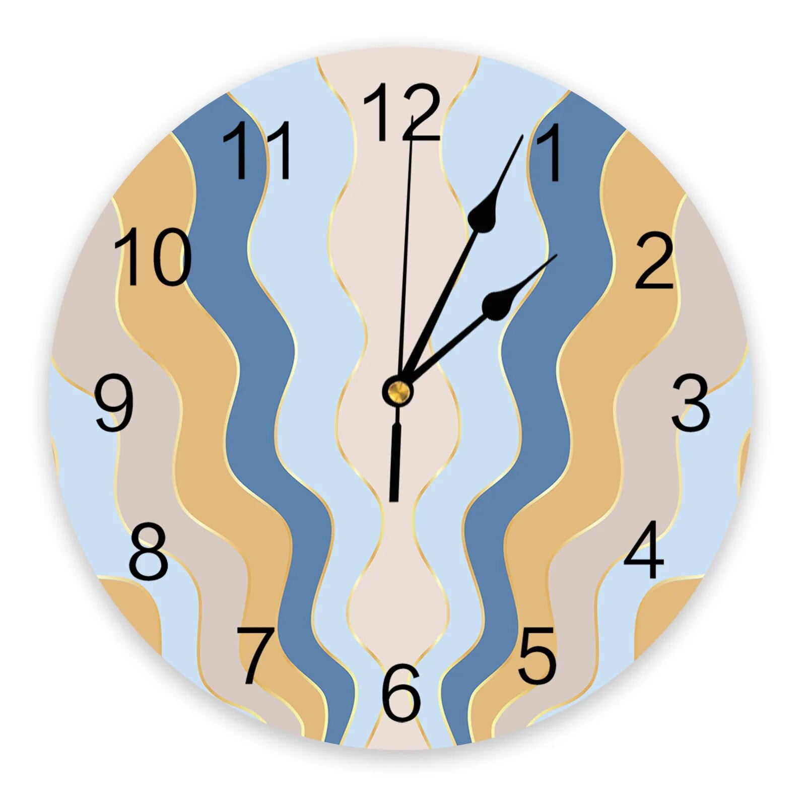 Chocolate Color Wavy Brown PVC Wall Clock Modern Design Living Room ...