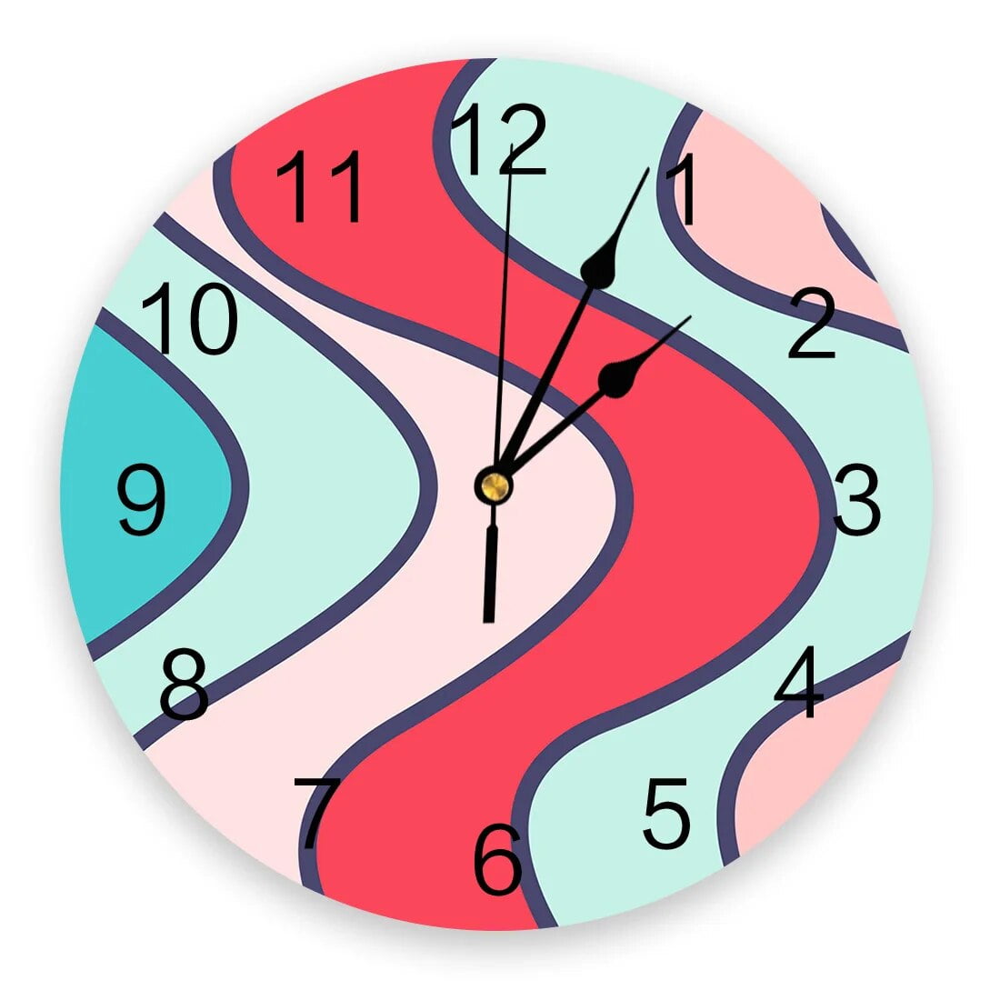 Chocolate Color Wavy Brown PVC Wall Clock Modern Design Living Room ...