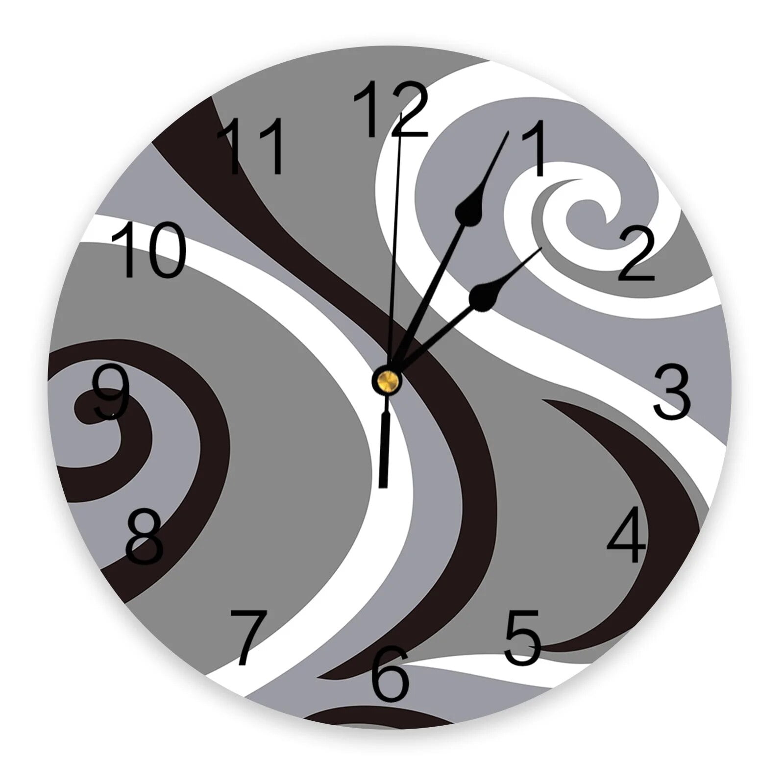 Chocolate Color Wavy Brown PVC Wall Clock Modern Design Living Room ...
