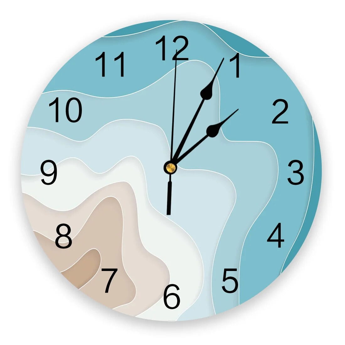Chocolate Color Wavy Brown PVC Wall Clock Modern Design Living Room ...