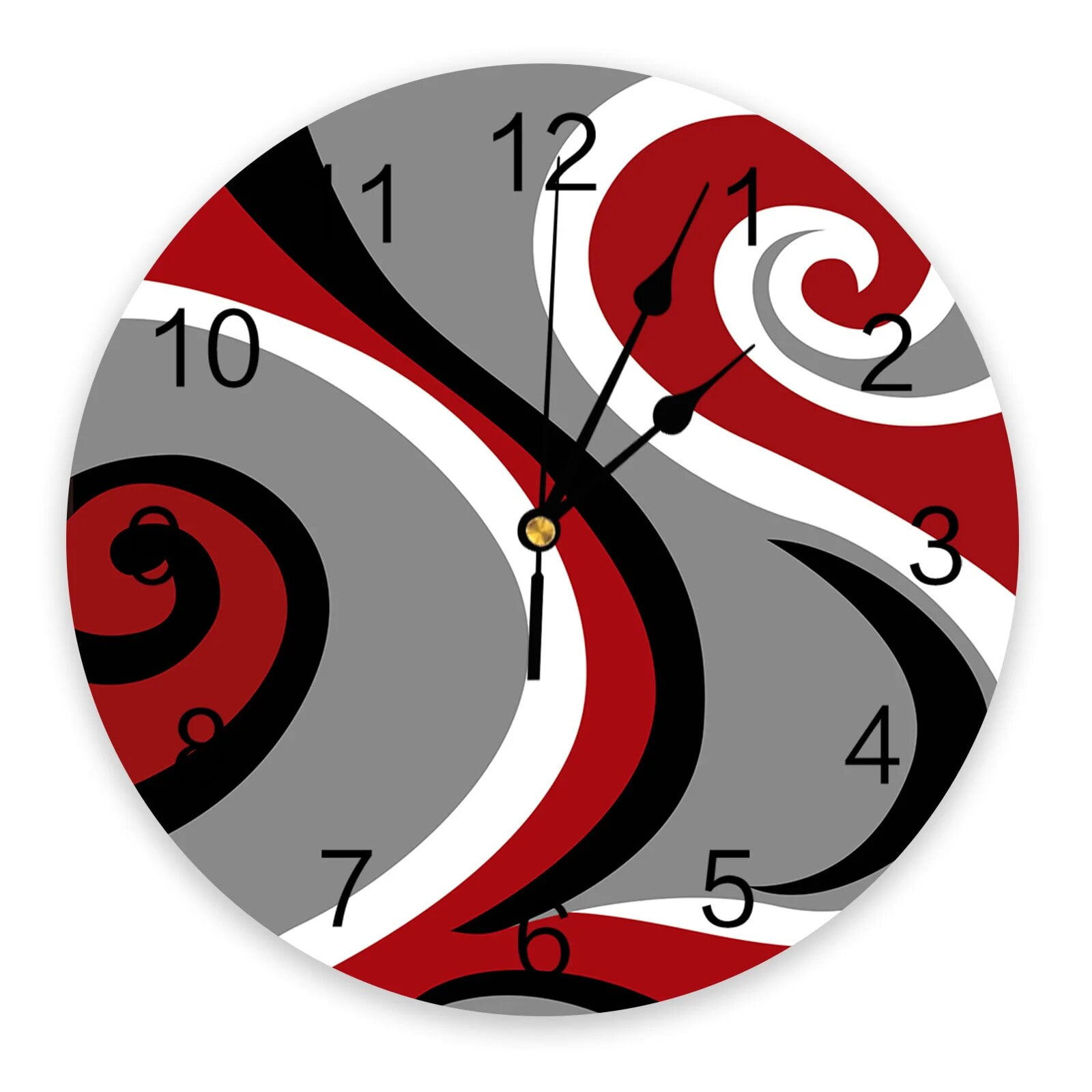 Chocolate Color Wavy Brown PVC Wall Clock Modern Design Living Room ...