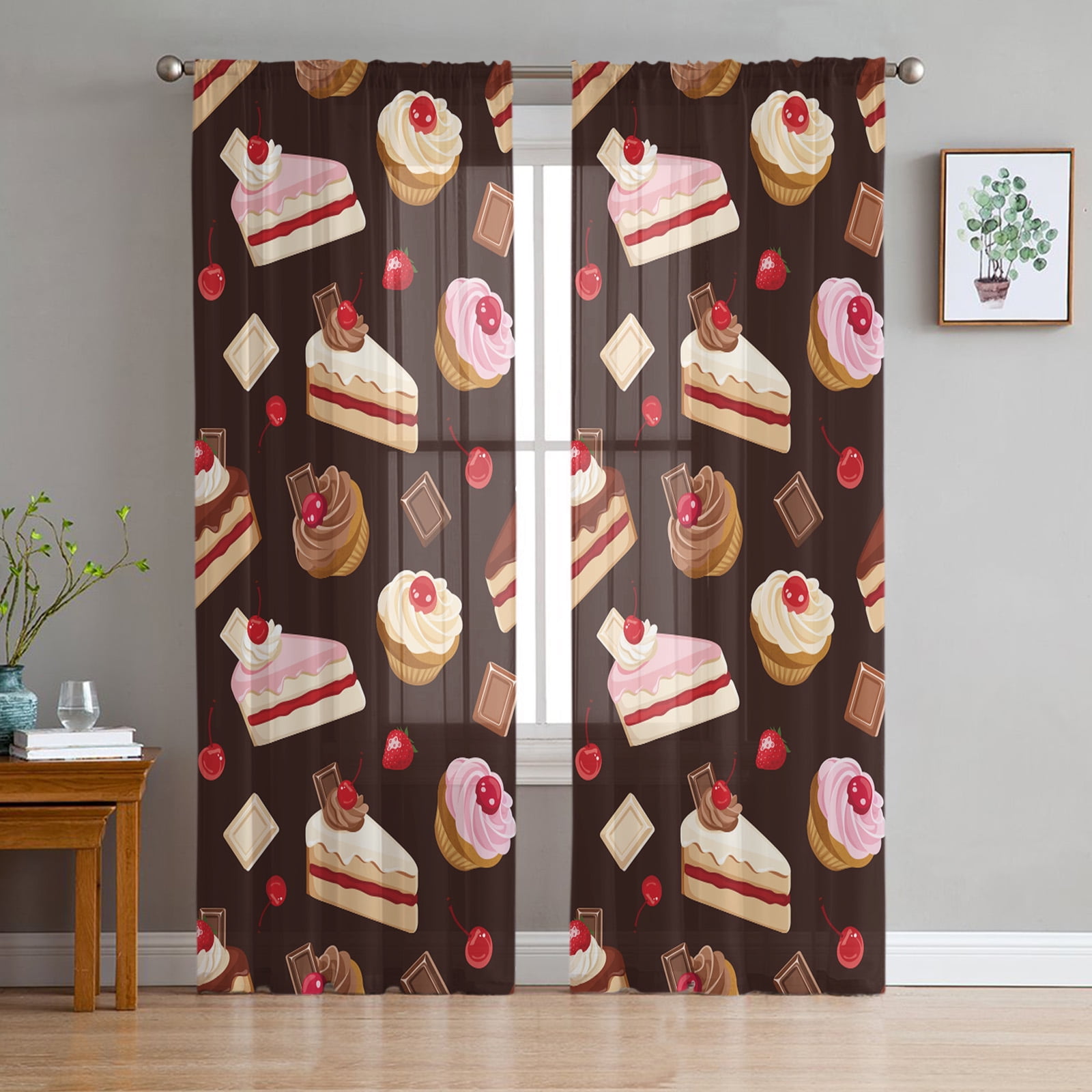 Chocolate Color Wavy Brown Tulle Curtains for Bedroom Modern Voile ...