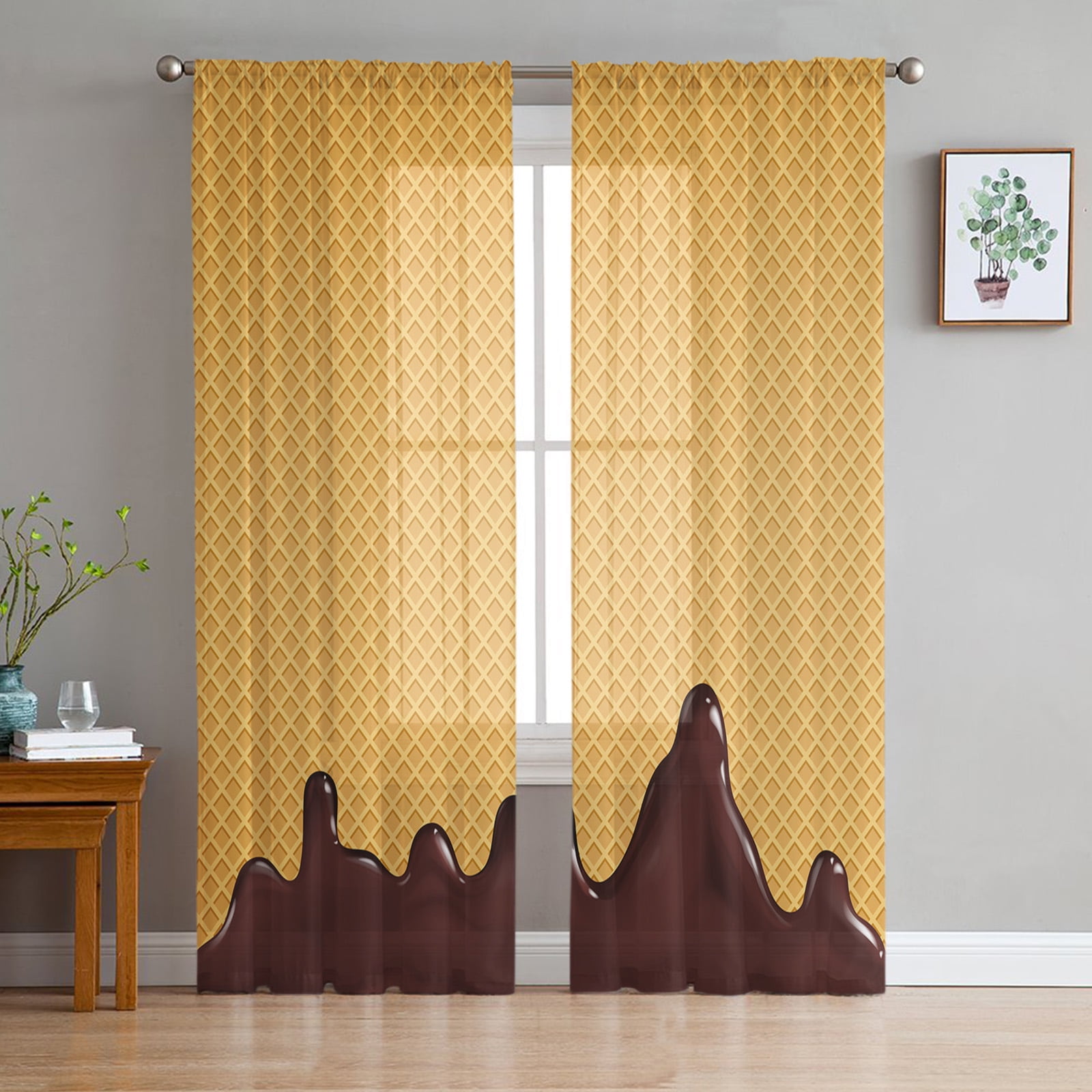 Chocolate Color Wavy Brown Tulle Curtains for Bedroom Modern Voile ...