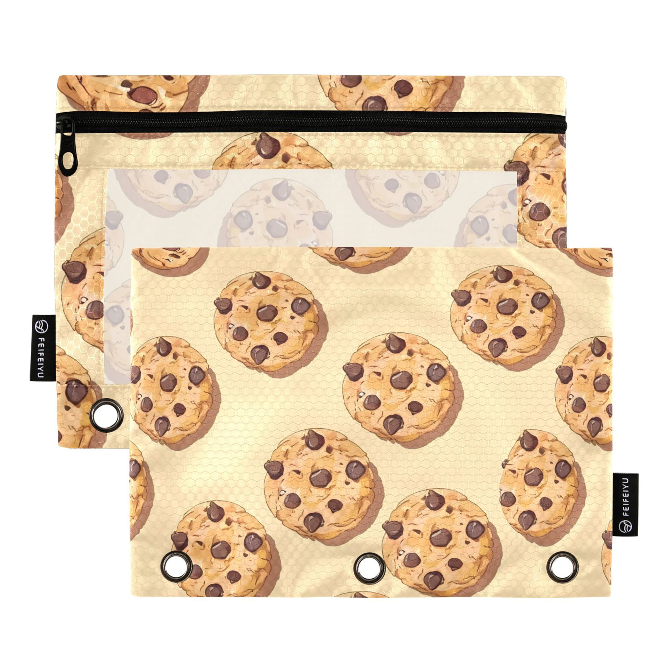 Chocolate Cookies 2 Pack Pencil Pouch for 3 Ring Binder Smooth Zipper ...