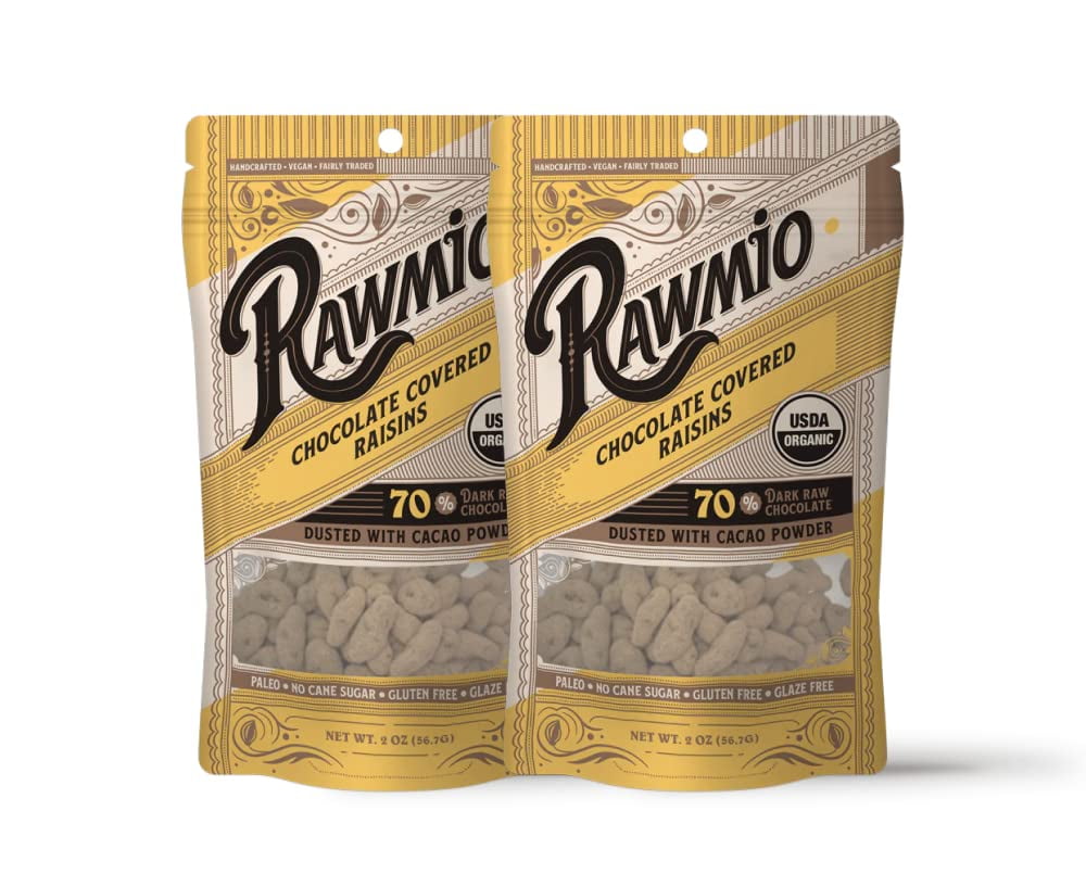 Chocolate Covered Raisins - Organic, , Vegan, 70% Dark Chocolate, 2 ...