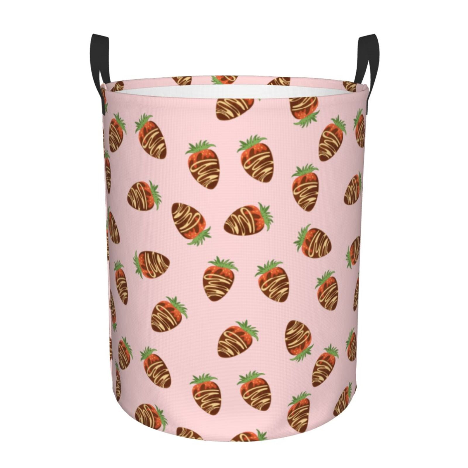 Chocolate Cream Strawberry Print Laundry Basket, Laundry Hamper ...