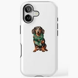 Chocolate Dachshund Green Scarf Christmas Art Phone Case for iPhone 17 ...