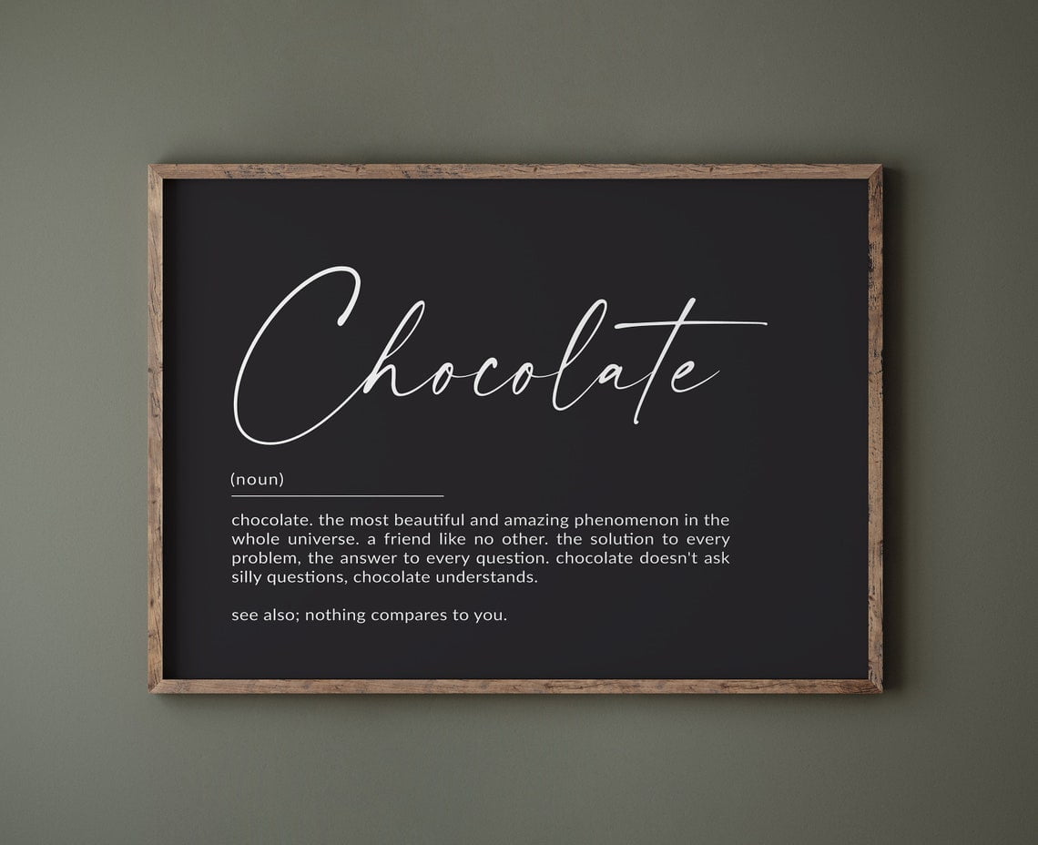 Chocolate Definition Fun Kitchen Wall Art, Stretched Canvas Size 8x12 ...