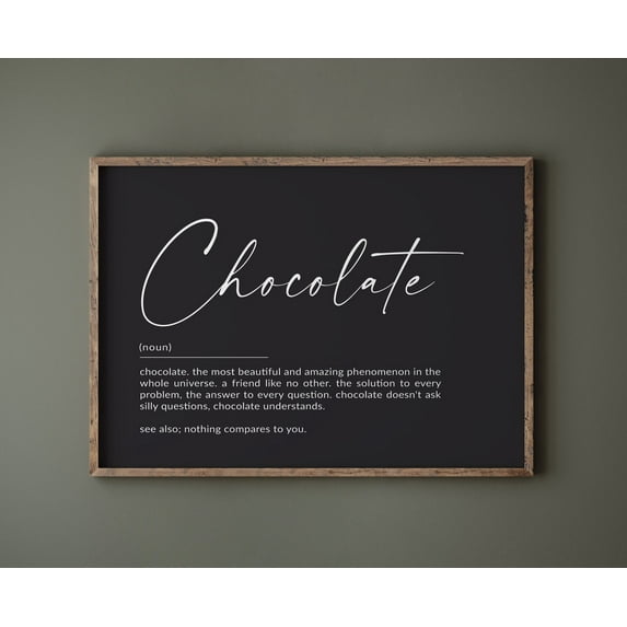 Chocolate Definition Fun Kitchen Wall Art, Unframed Canvas Size 24x36 ...
