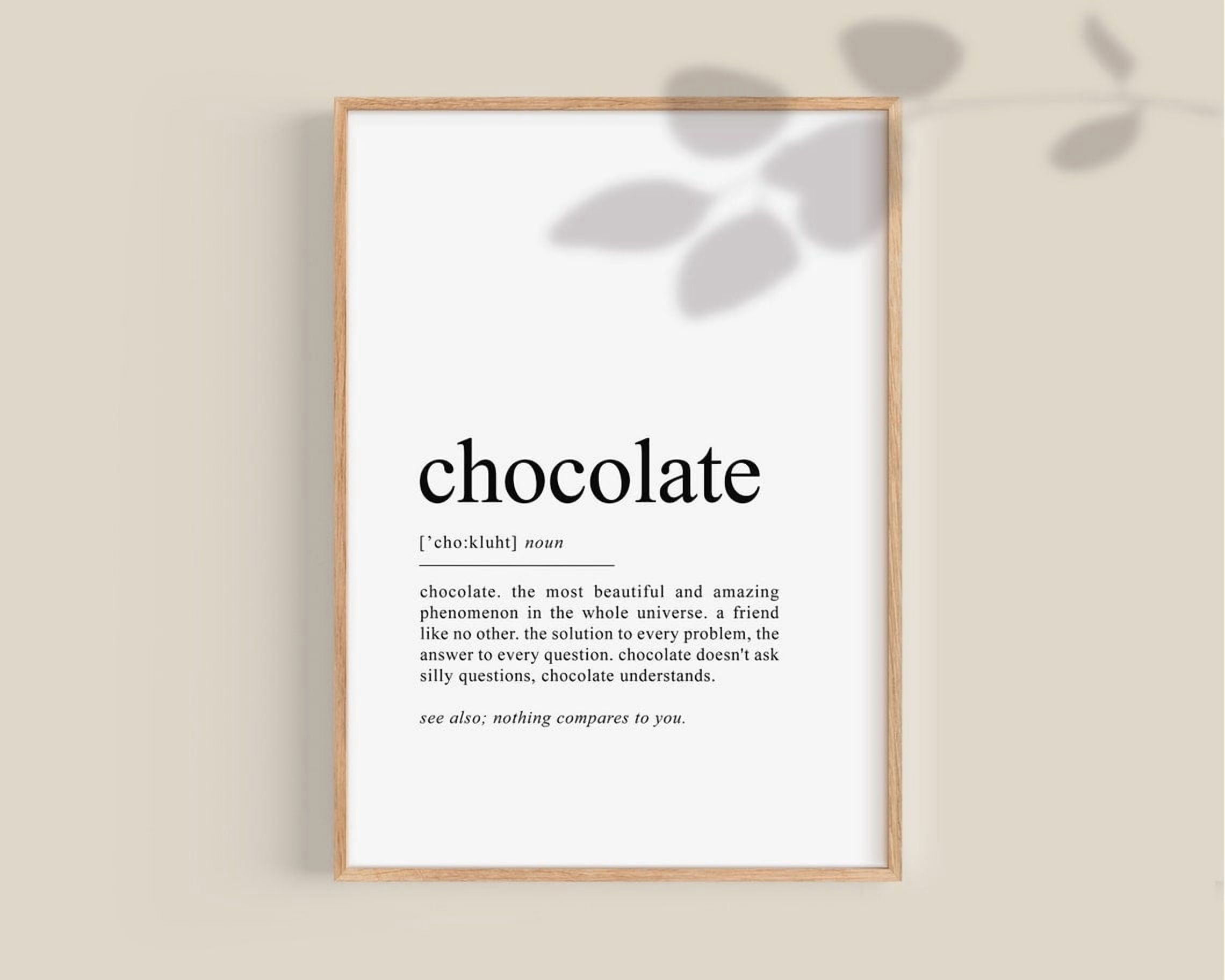Chocolate Definition Wall Poster lover lovers Art Teen valentines day ...