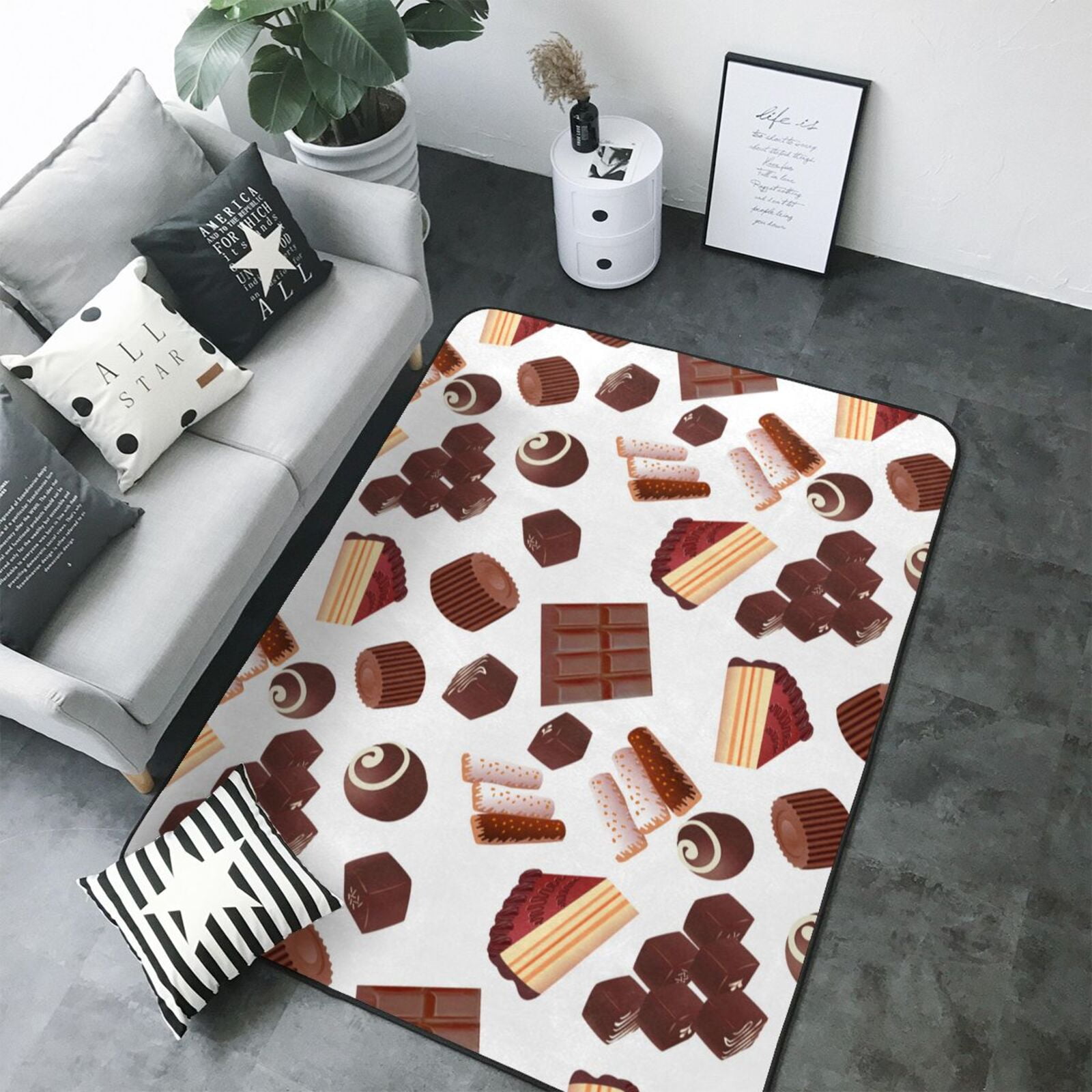 Chocolate Dessert Print Area Rugs for Living Room Bedroom, 5x7 Soft ...