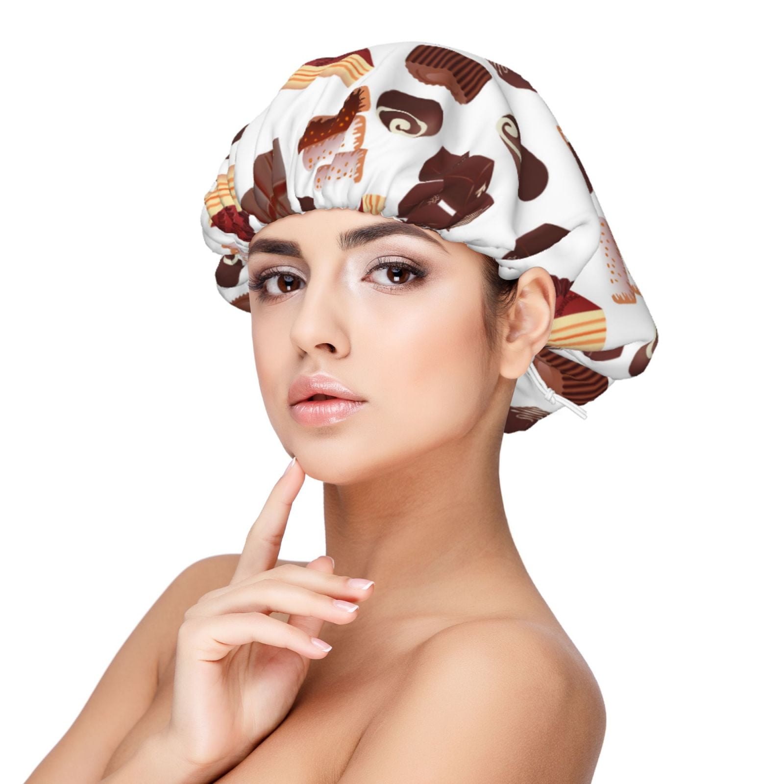Chocolate Dessert Print Silk Bonnet for Sleeping Women Men, Adjustable ...