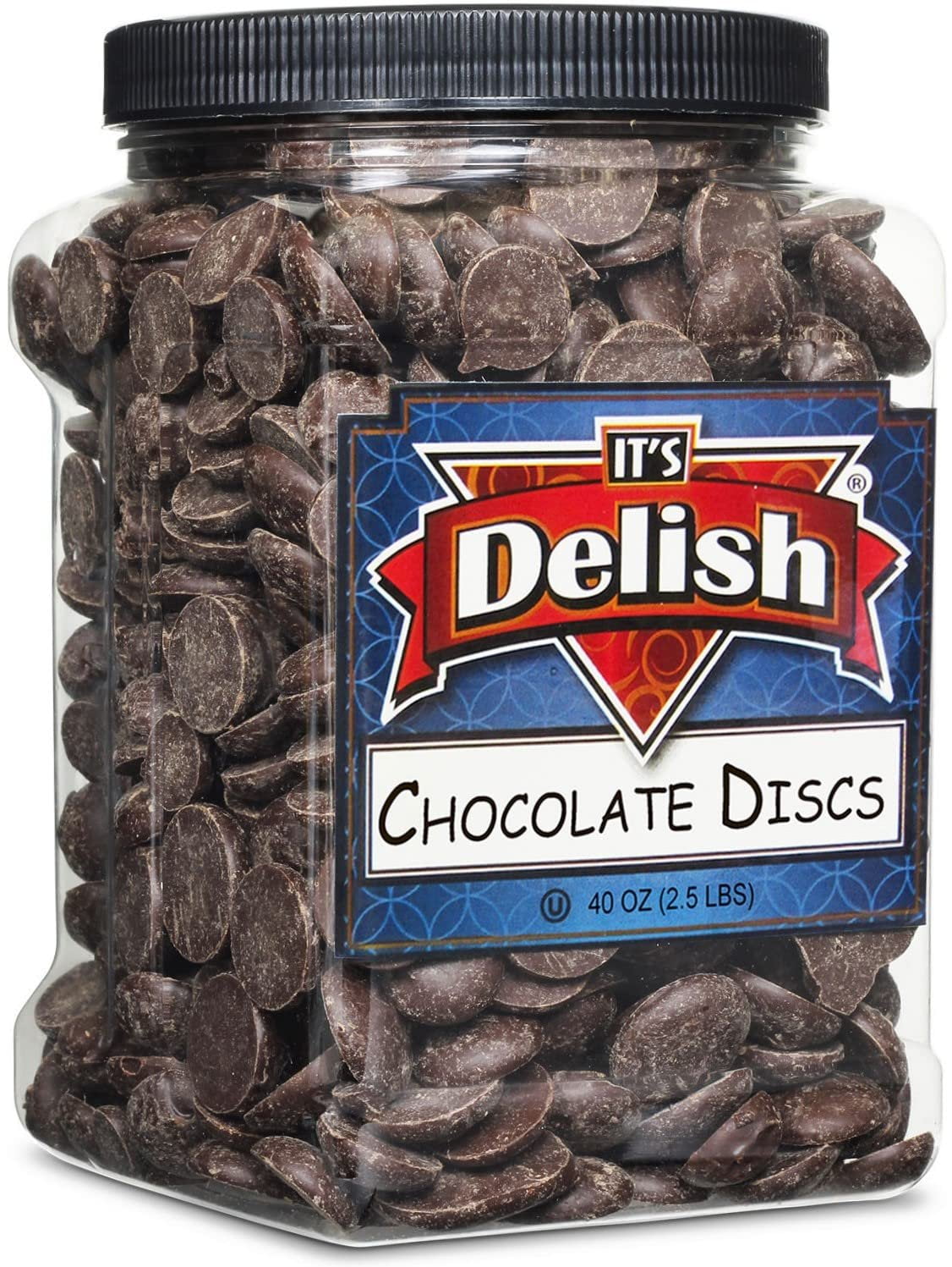 Chocolate Discs by Its Delish, 2.5 Lbs Jumbo Container Dark Chocolate ...