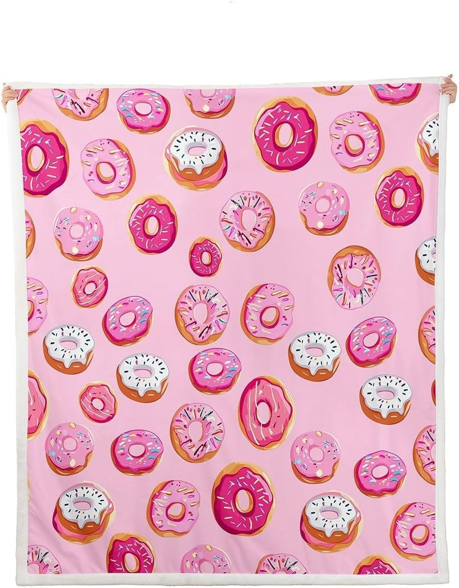 Chocolate Doughnut Cozy Throw Blanket Kawaii Dessert Print Blanket for ...