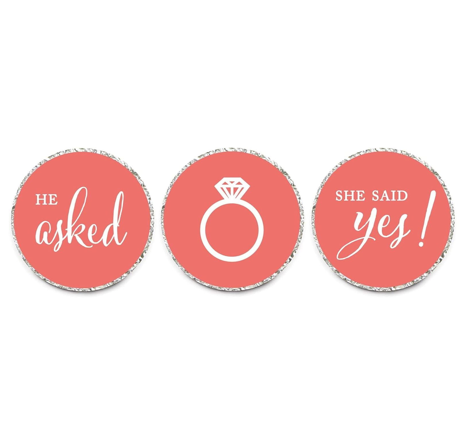 Chocolate Drop Labels Stickers, Wedding He Asked She Said Yes!, Deep ...