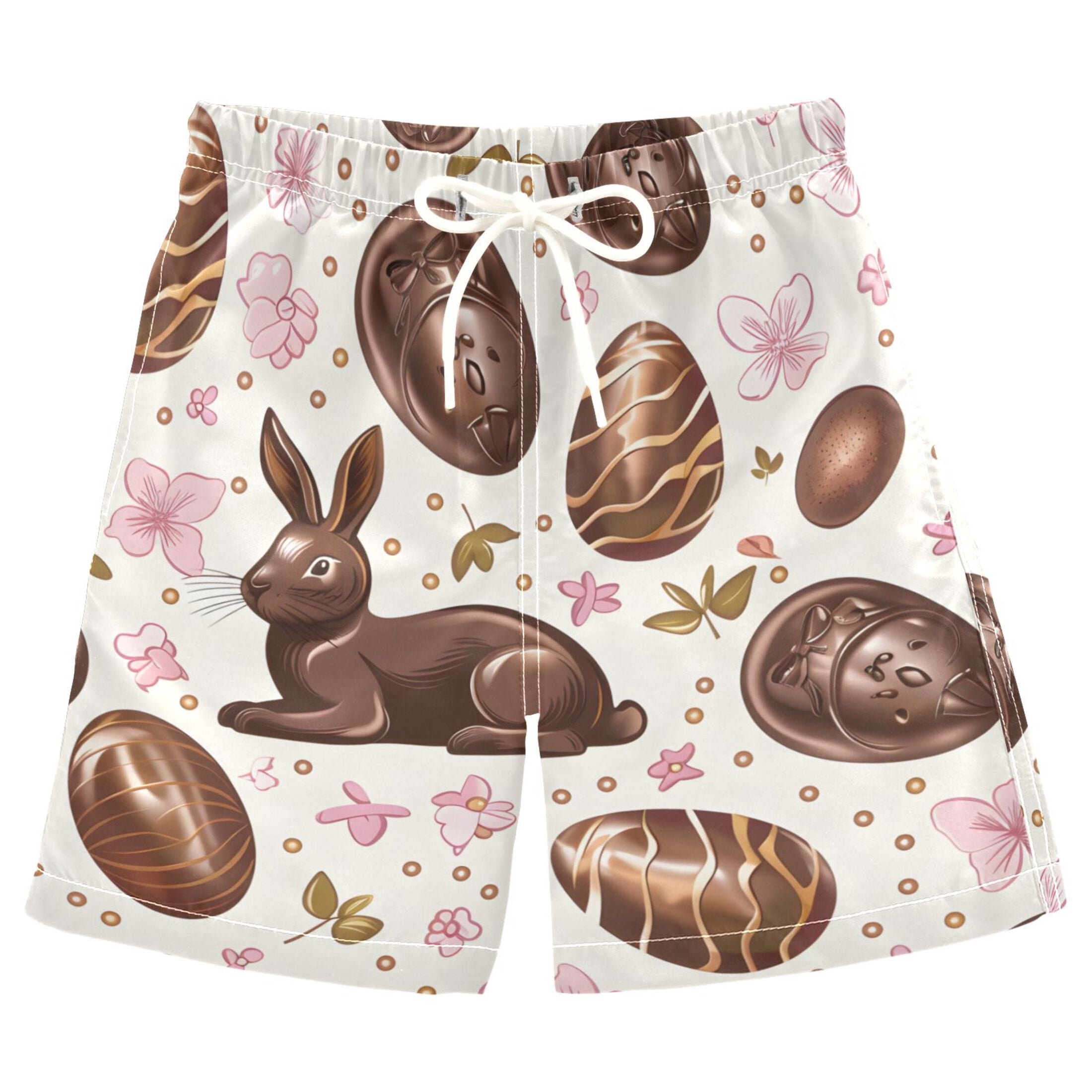 Chocolate Eggs and Rabbits Boys' Beach Pants Board Shorts Swim Trunks ...