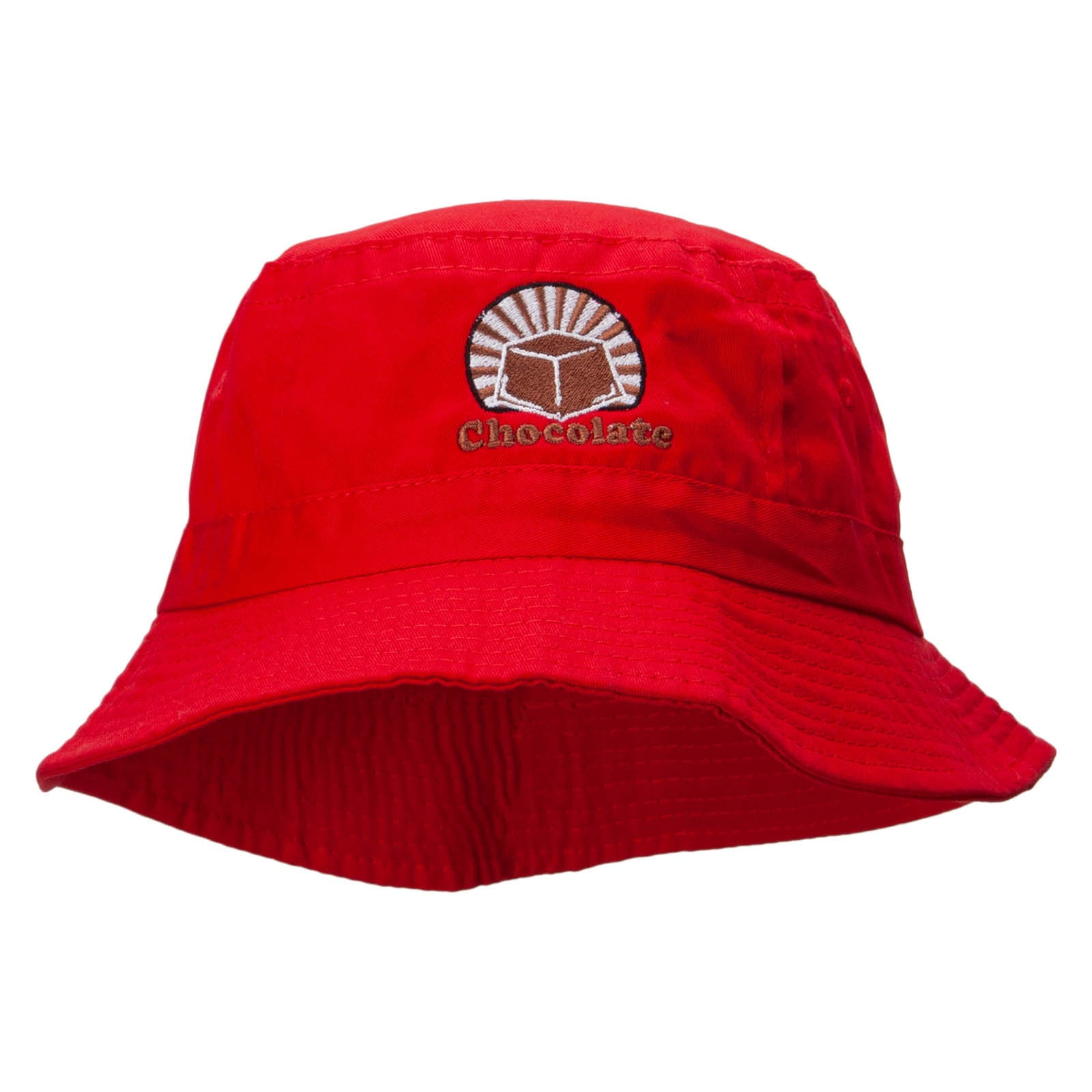 Chocolate Embroidered Bucket Hat - Red OSFM - Walmart.com