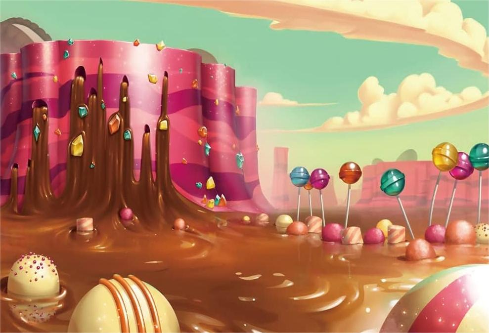 Chocolate Factory Backdrop Sweet Girl Candy Lollipop Photography ...