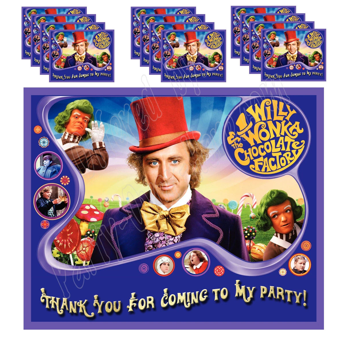 Chocolate Factory Stickers Party Favors Gift Bag Label 3.75" X 4.75 ...
