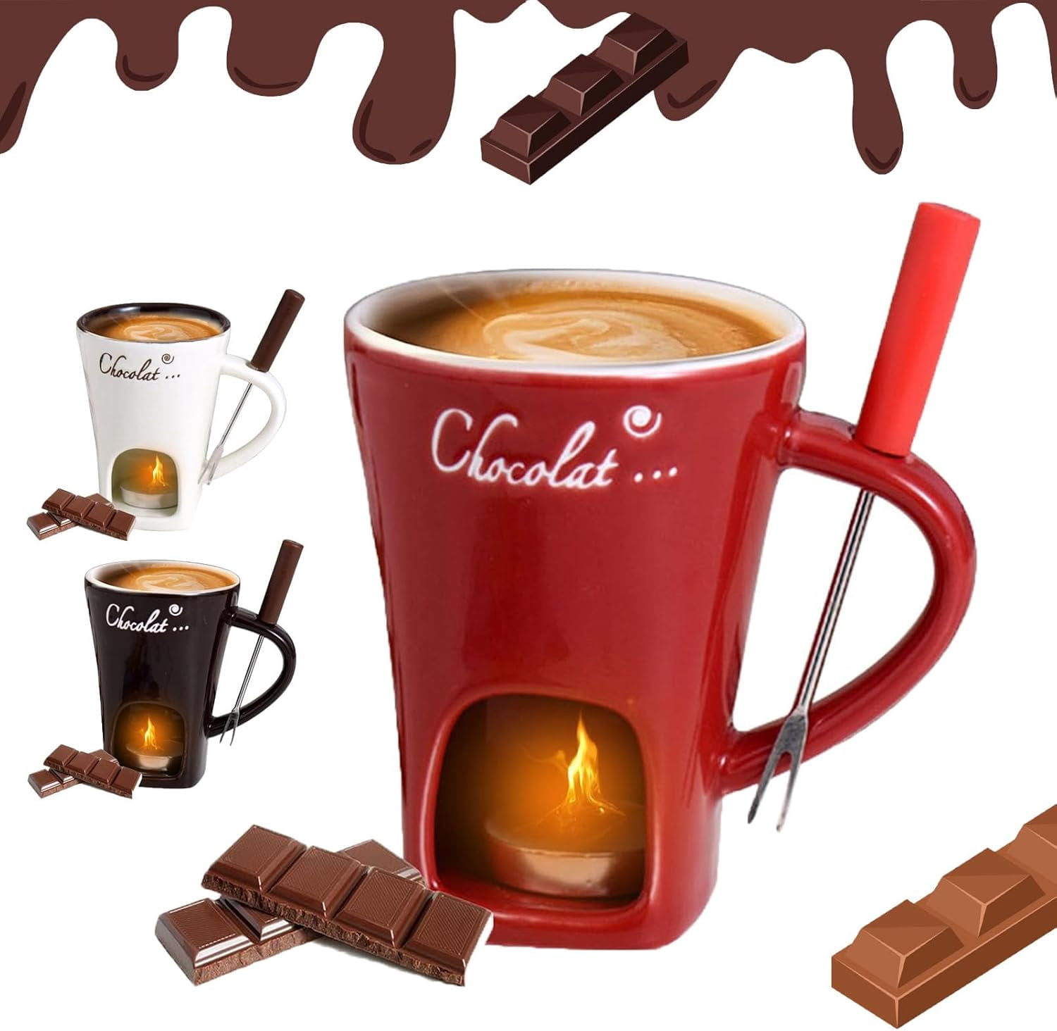 Chocolate Fondue Mug, Fondue Cups Tealight, Chocolate Melting Mug With ...