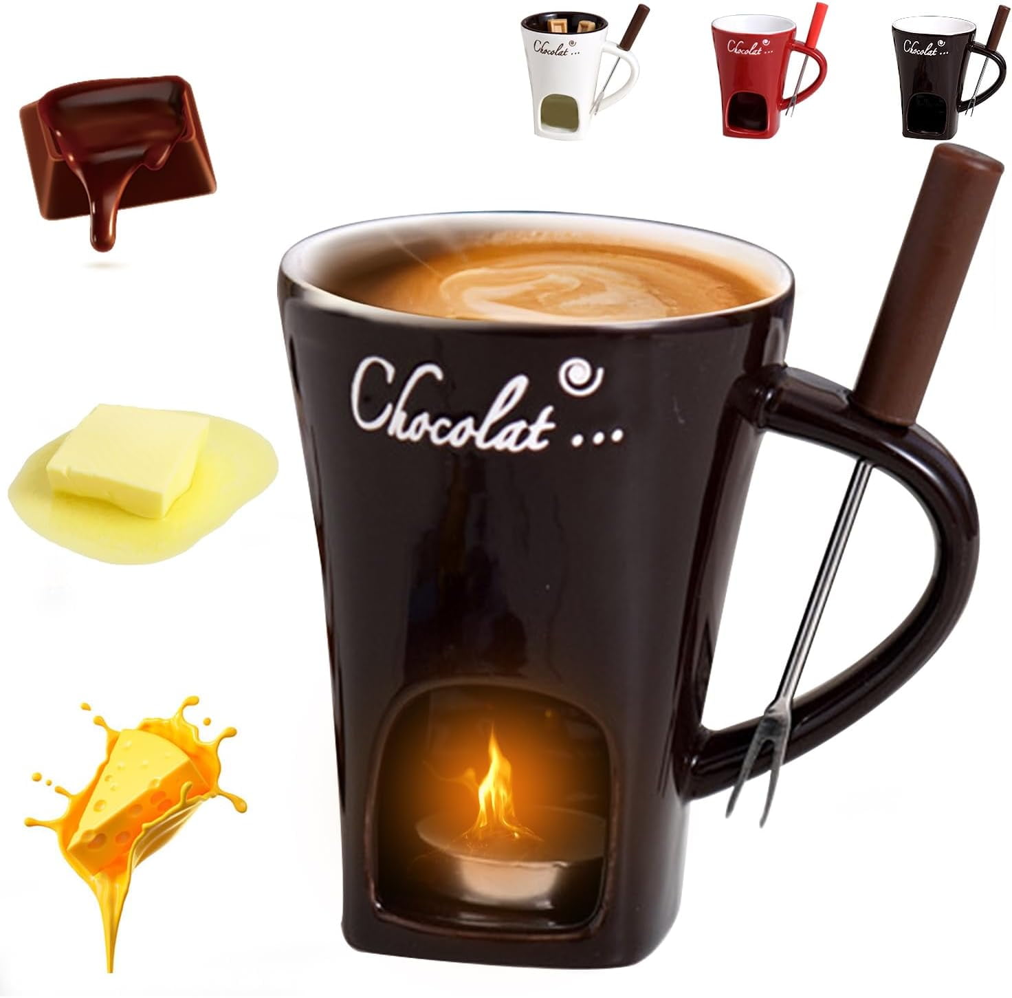 Chocolate Fondue Mug with Fork, Chocolate Fondue Cup, Personal ...