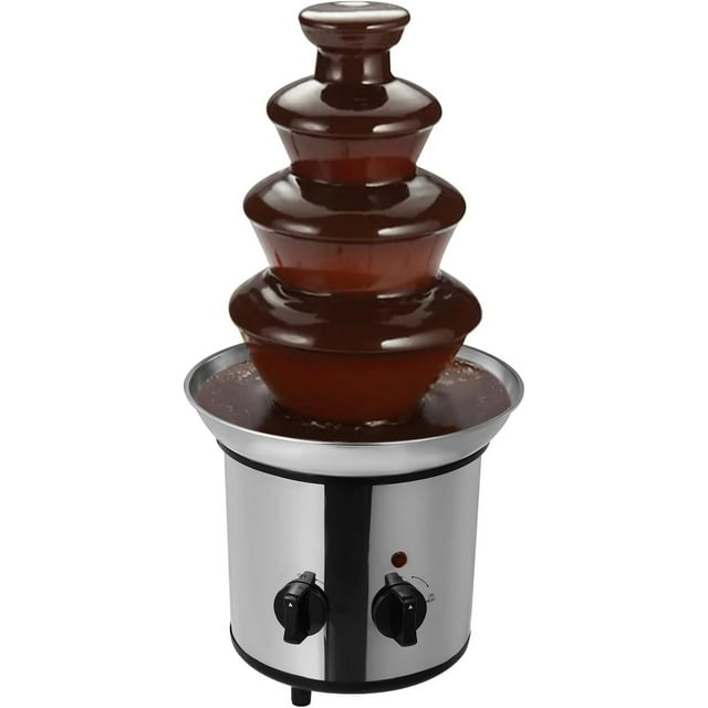 Chocolate Fountain, 4Tier Fondue Cheese Melting Machine Stainless Steel ...