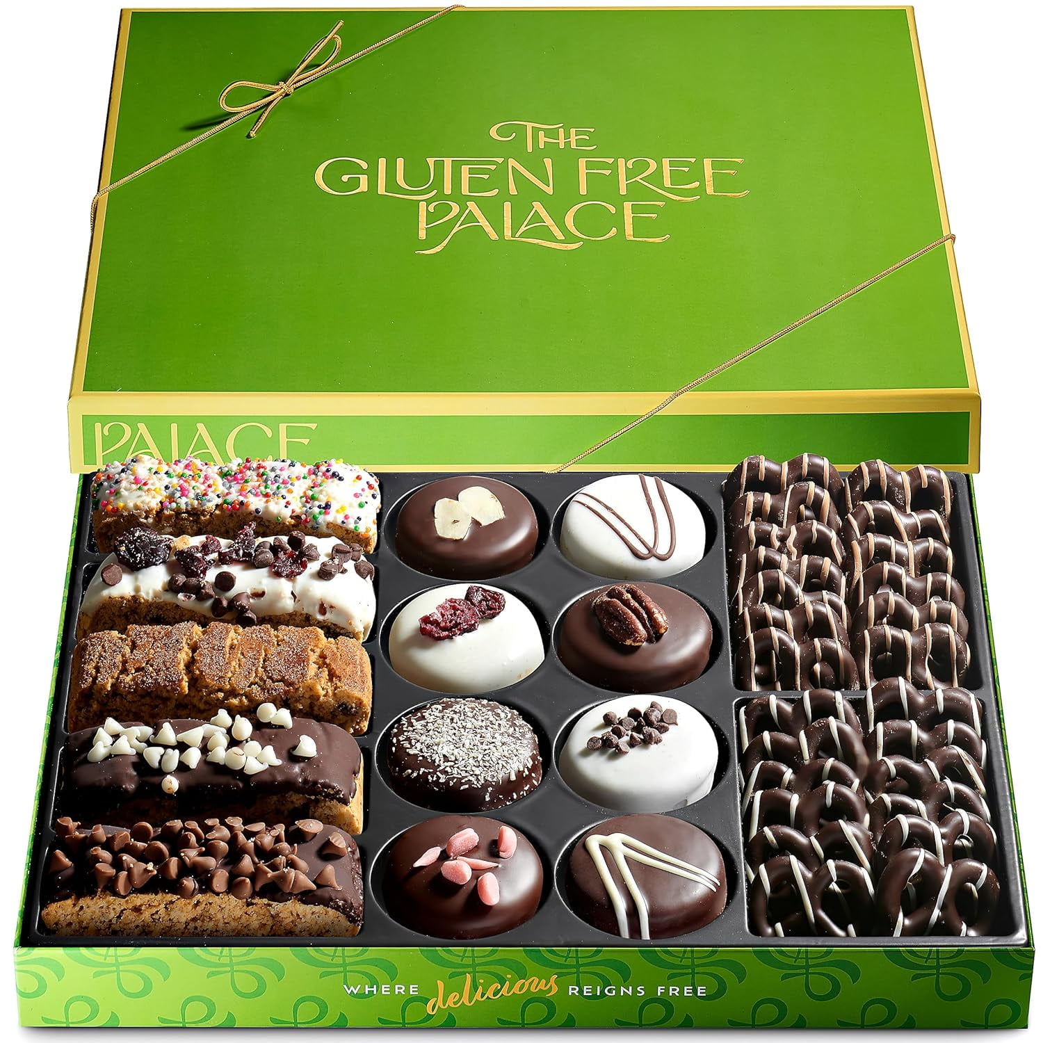 Chocolate Gift Box with Biscotti, Cookies, and Chocolate Pretzels ...